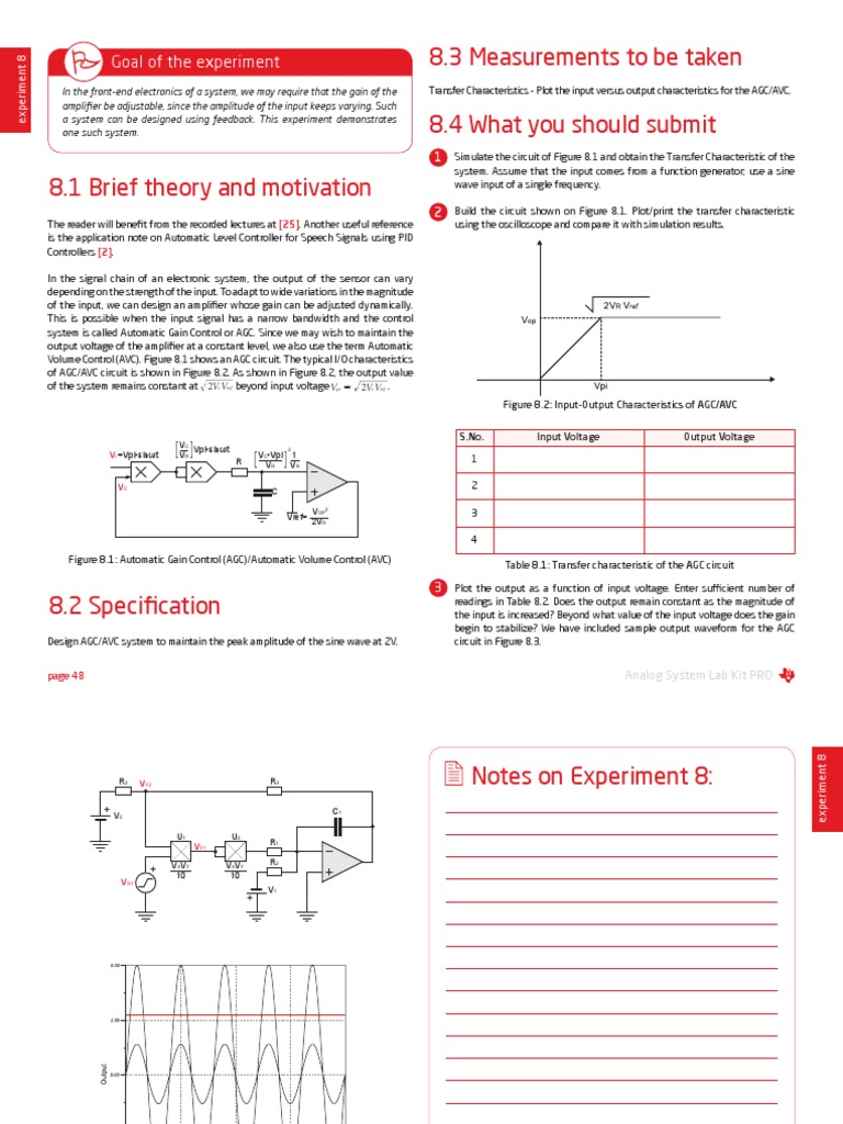 Laboratory 8 - AGC | PDF | Amplifier | Electrical Engineering