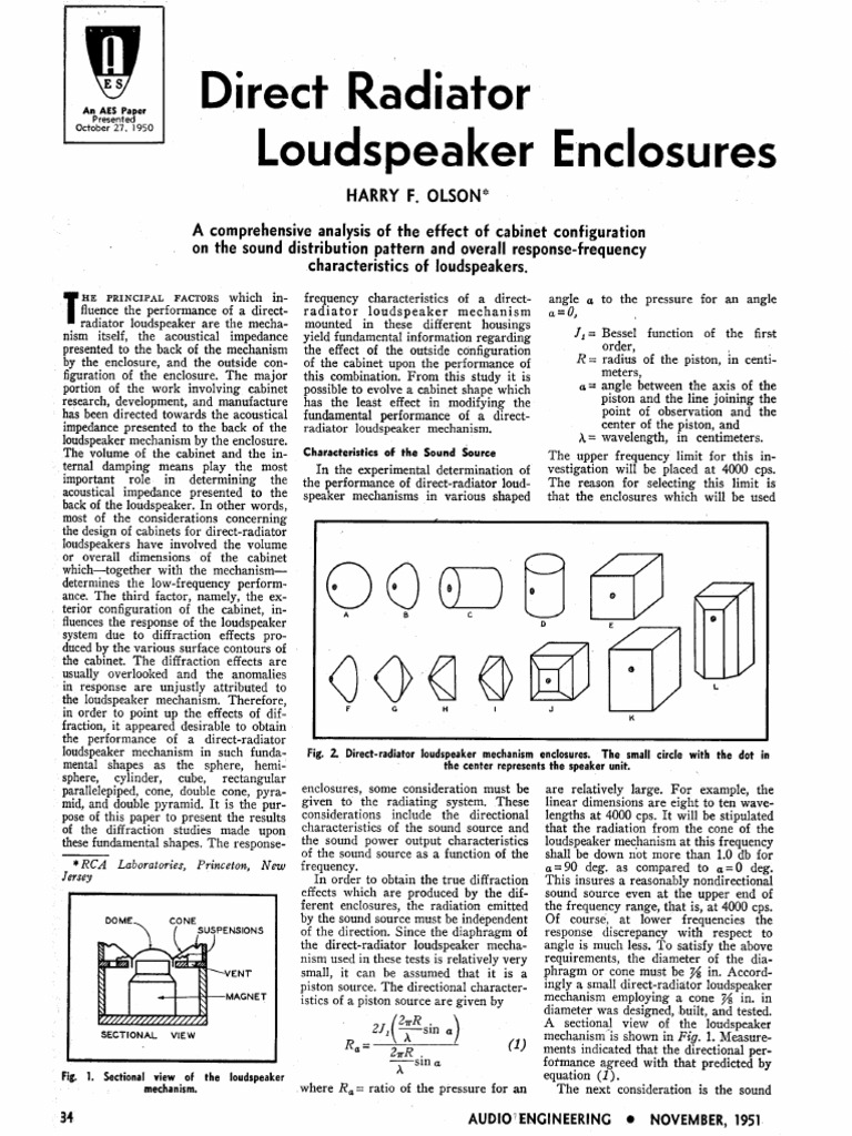 Olson Direct Radiator Loudspeaker Enclosures | PDF | Loudspeaker ...