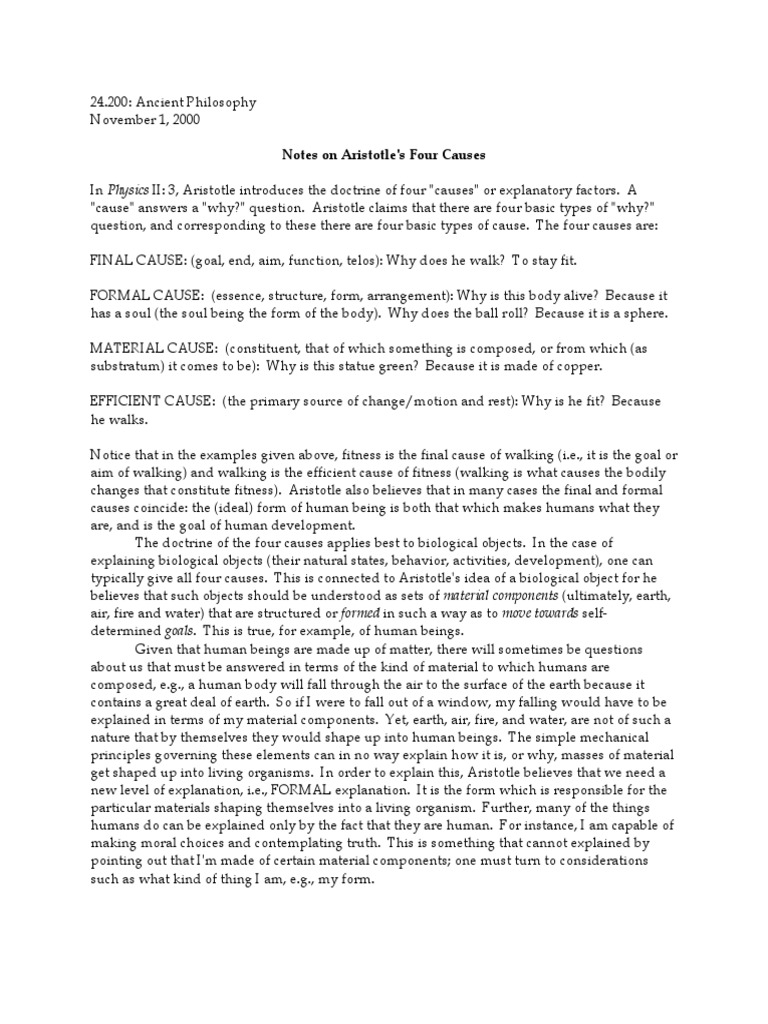 4 Causes | PDF | Aristotle | Metaphysics