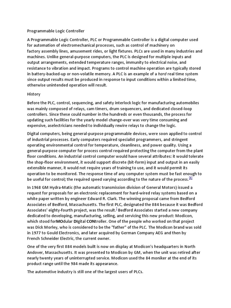 Programmable Logic Controller Definition | PDF | Programmable Logic Controller | Systems Theory