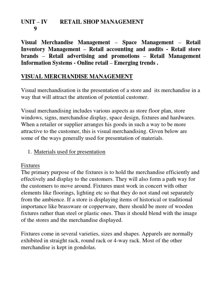Unit 4 Retail Shop Management | PDF | Online Shopping | Retail