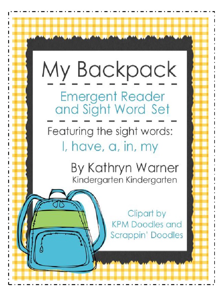 My Backpack Emergent Reader and Sight Word Set | PDF | Bookbinding | Books