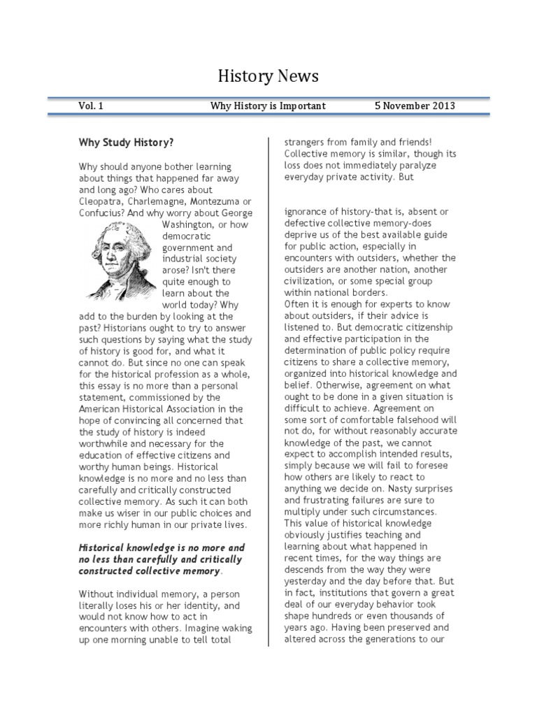 History News: Vol. 1 Why History Is Important 5 November 2013 | PDF ...