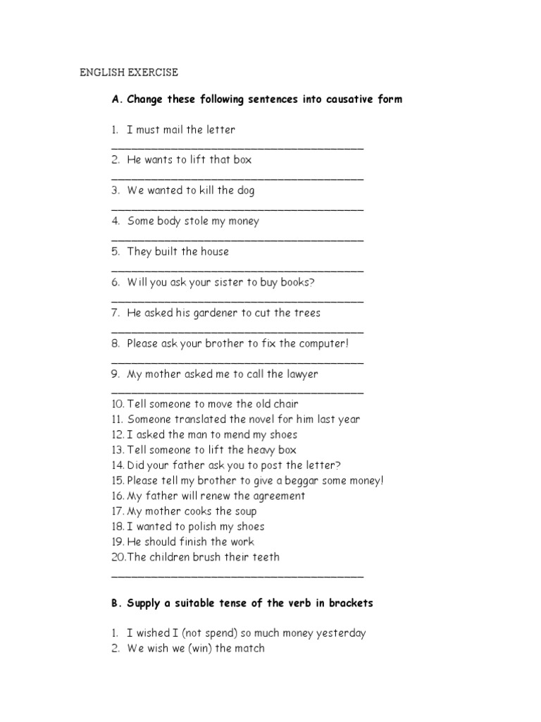 Exercise Conditional, Causative, Subjuntive | PDF