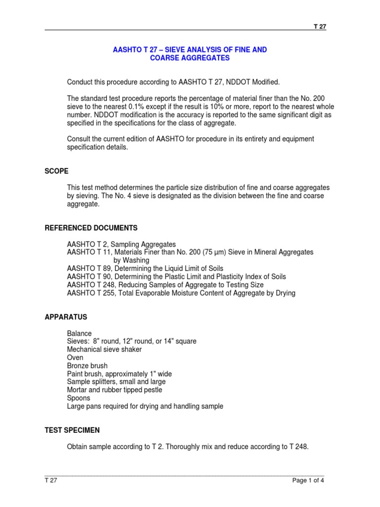 Aashto T-27 | PDF