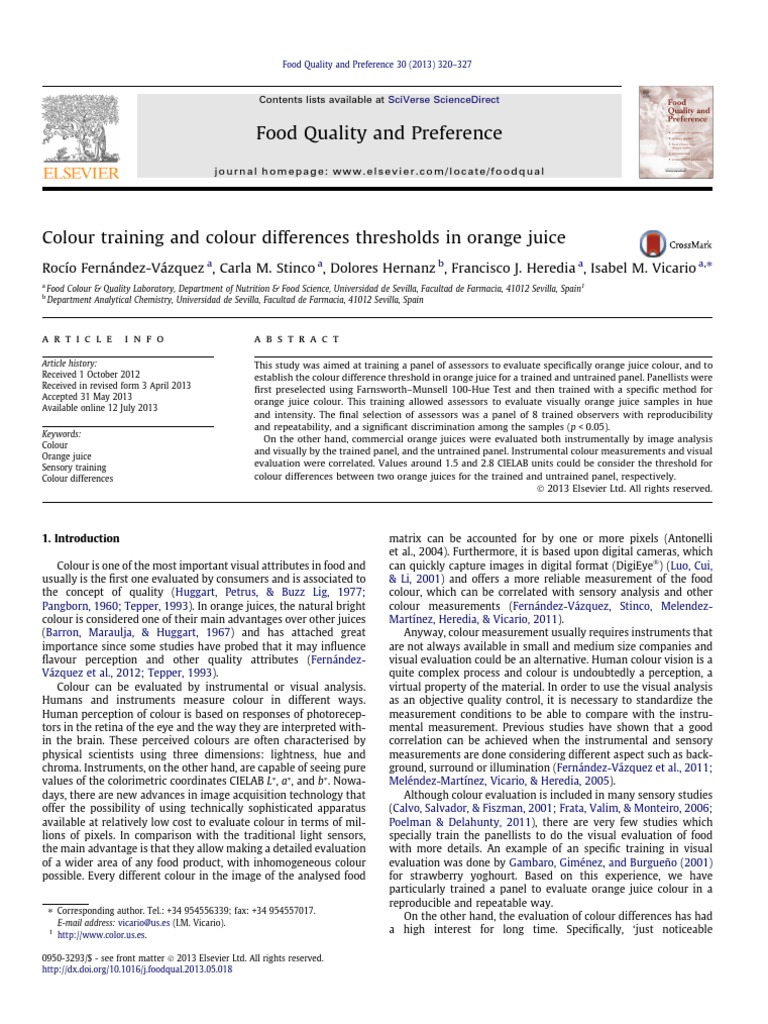 1 - Colour Training and Colour Differences Thresholds in Orange Juice ...