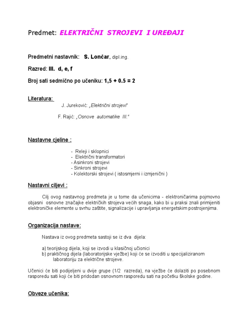 Elektricni Strojevi I Uredaji | PDF
