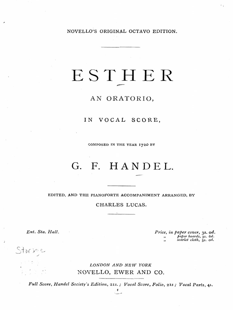 Handel Esther Vocal Score | PDF