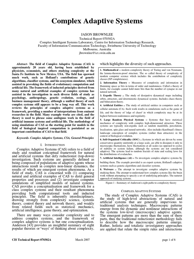 Complex Adaptive System | PDF | Complexity | Complex Systems