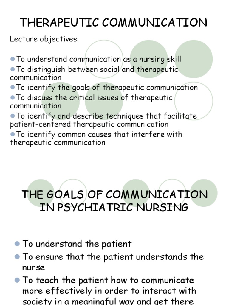 Therapeutic Communication Powerpoint | PDF | Self Awareness | Nonverbal ...