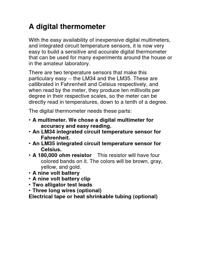 Building an Accurate Digital Thermometer Using Low-Cost Temperature ...