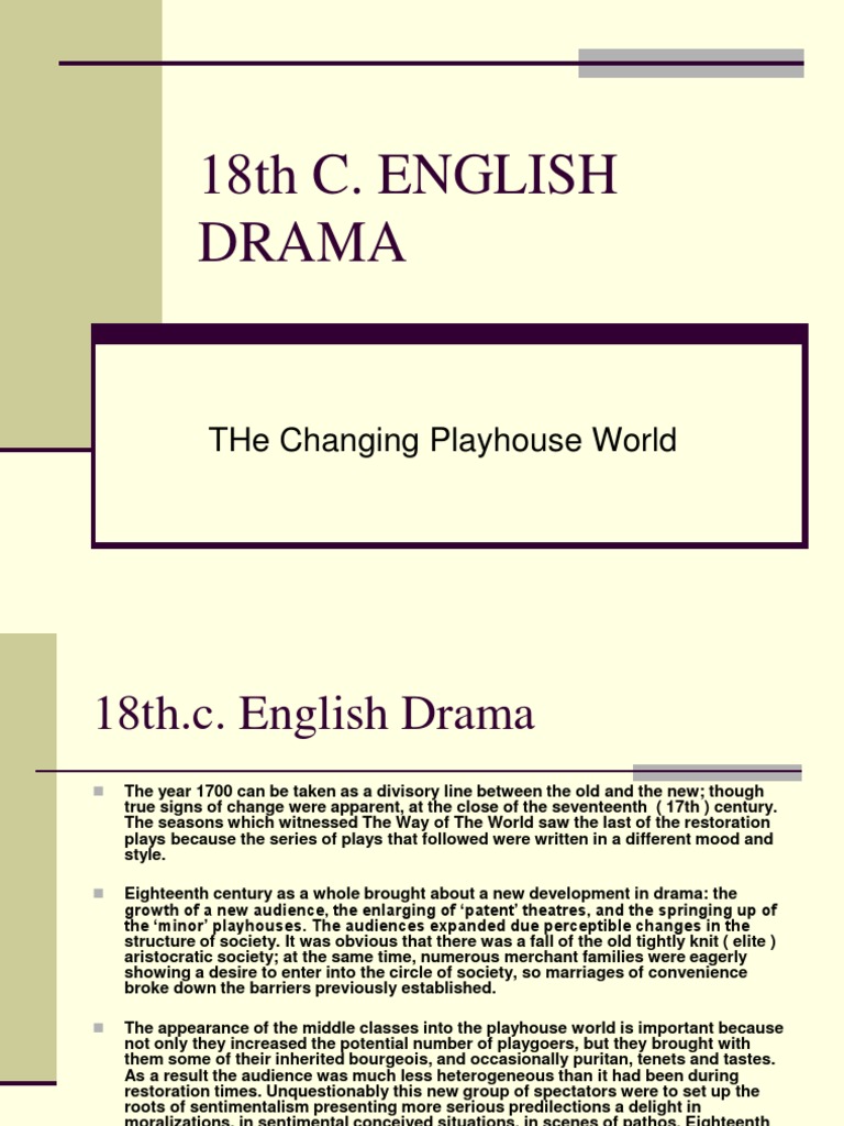 Evolution of 18th Century English Drama | PDF | Comedy | Theatre