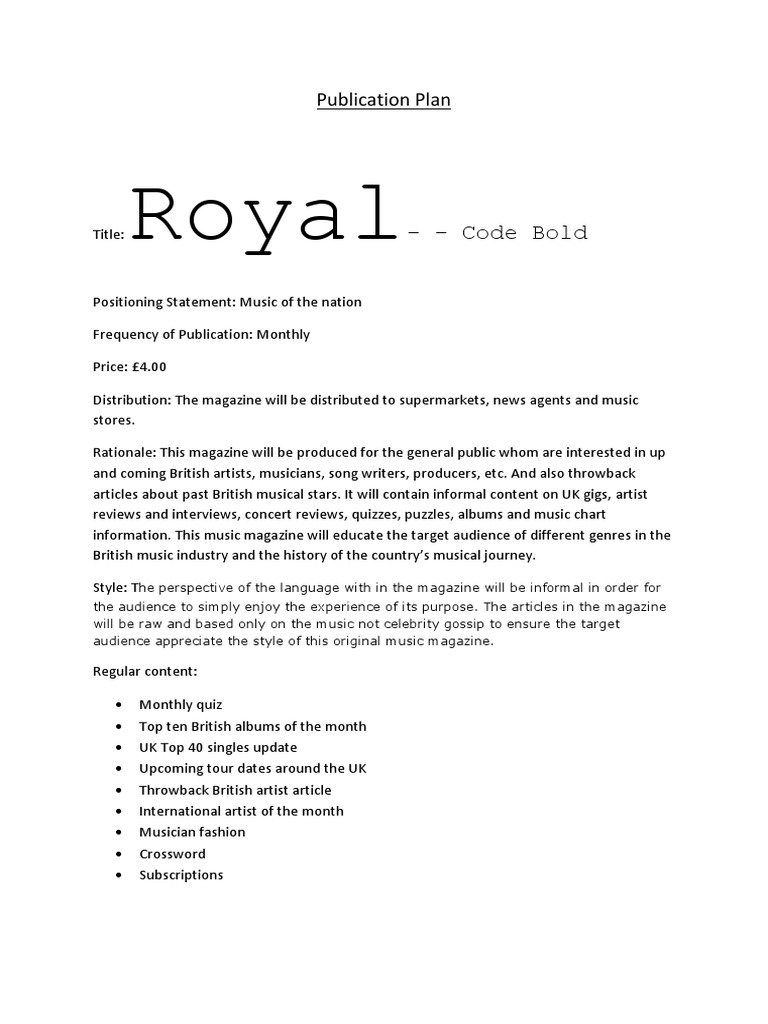 British Music Magazine Publication Plan | PDF | Travel | Art