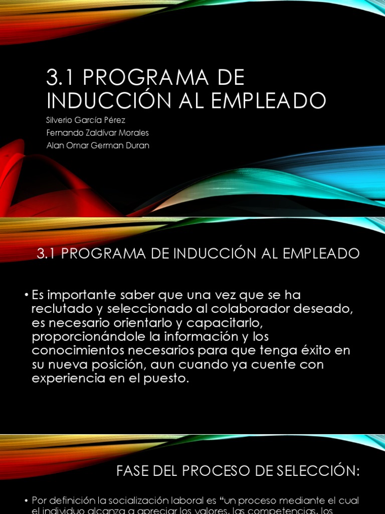 3.1 Programa de Inducción al empleado | Recursos humanos | Socialización