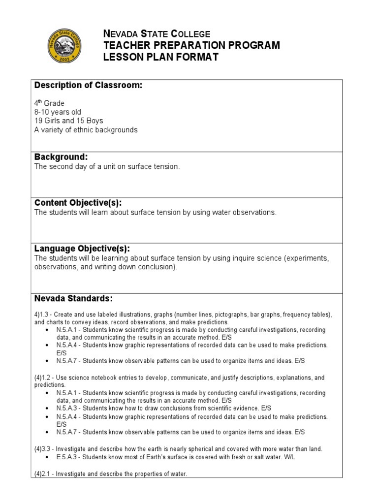 NSC Lesson Plan Science | PDF | Justification | Nature