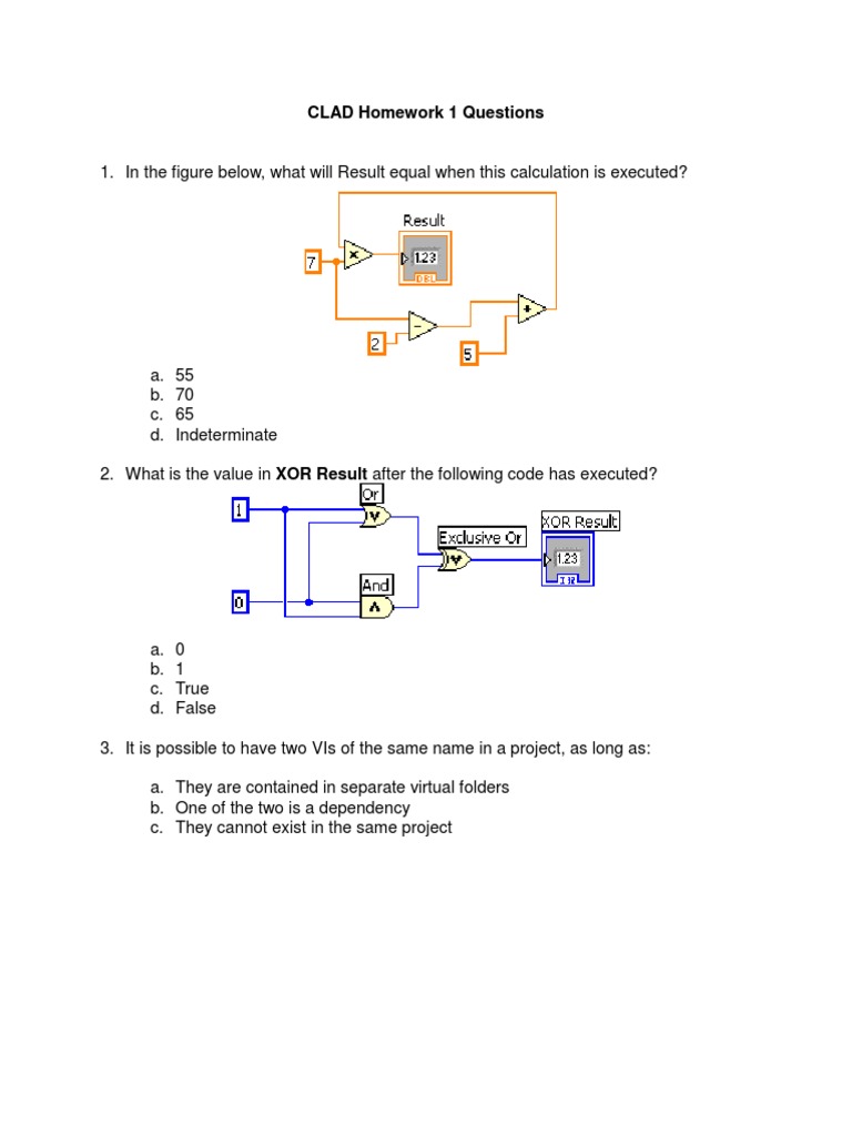 CLAD Homework 1: LabVIEW Questions | PDF | Teaching Methods & Materials | Technology & Engineering