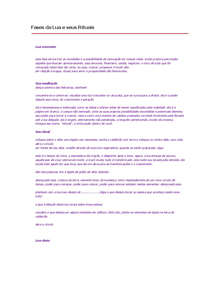 Fases Da Lua e Seus Rituais | PDF | Lua | Deusa Mãe