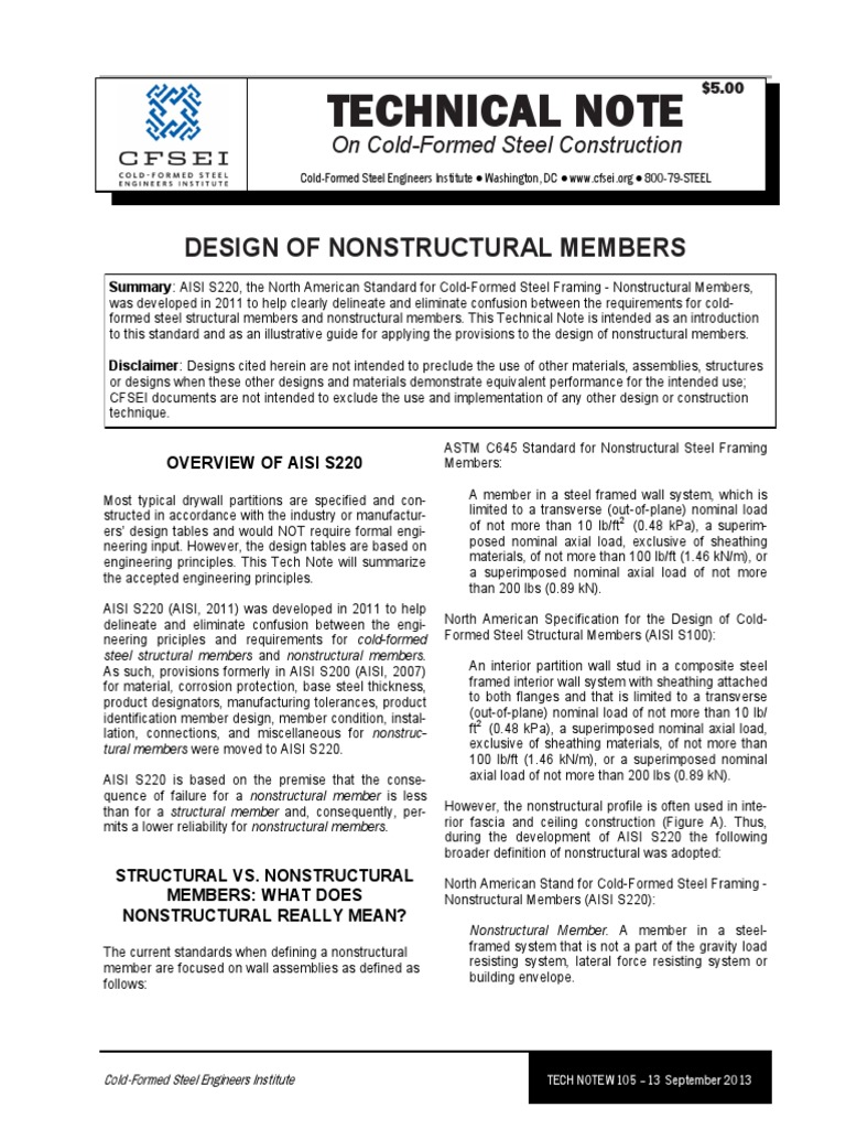 CFSEI-Design of Non-Structural Members | PDF | Strength Of Materials ...