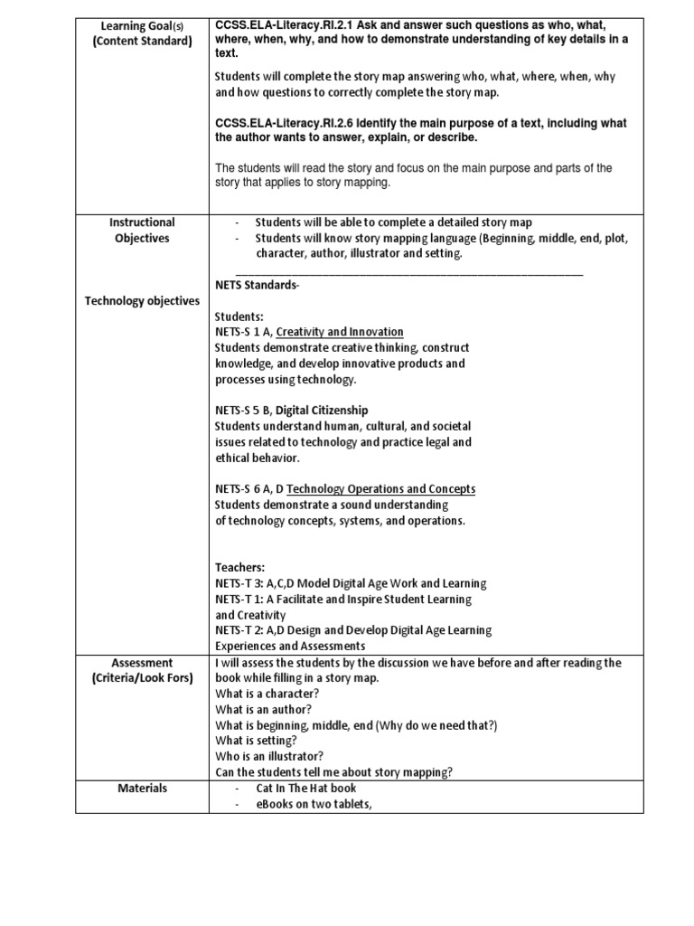 Lesson Plan Form (Story Mapping) | Download Free PDF | Lesson Plan ...