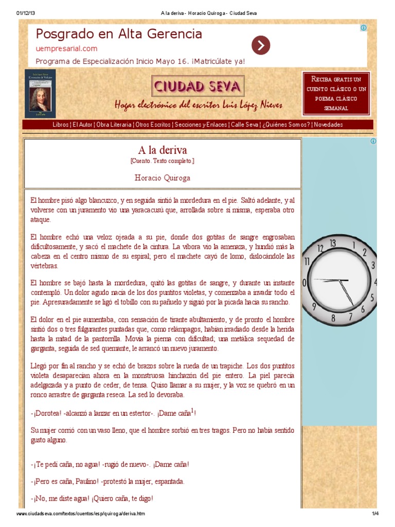 A La Deriva - Horacio Quiroga - Ciudad Seva | PDF | Naturaleza