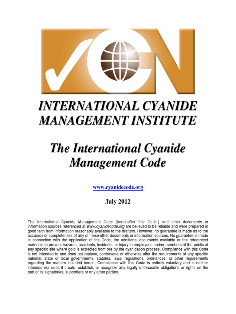The International Cyanide Management Code | PDF | Audit | Verification And Validation