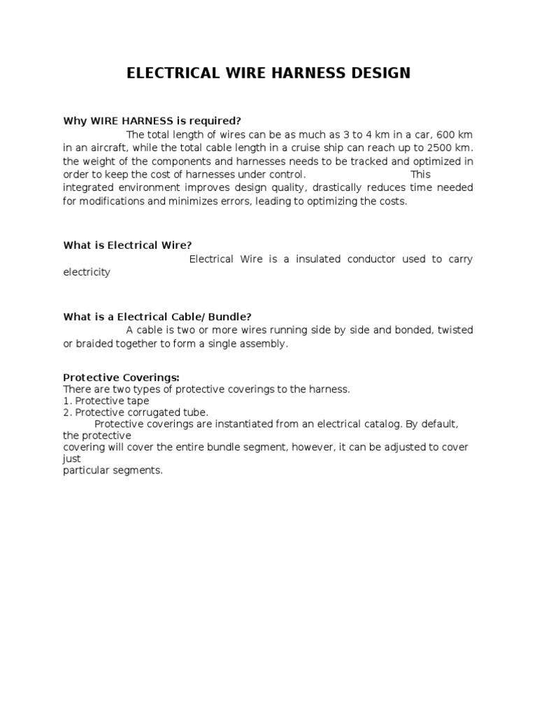 Electrical Wire Harness Design | PDF | Cable | Wire