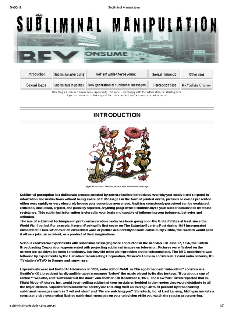 Subliminal Manipulation | PDF | Consciousness | Information