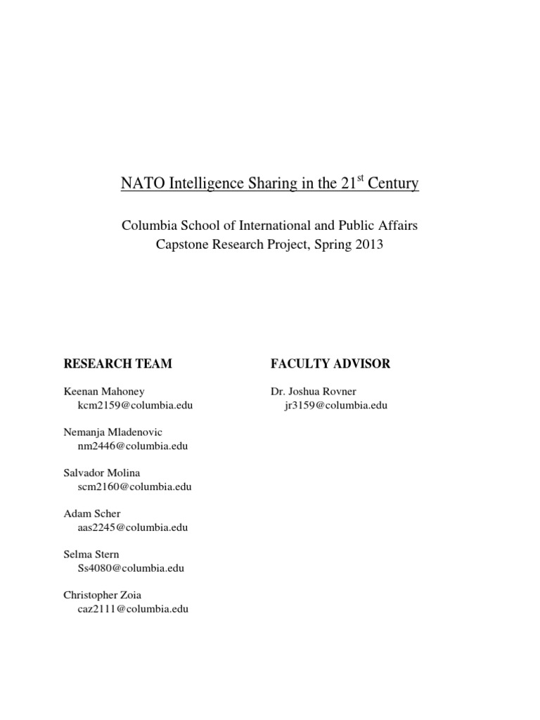 NATO Intelligence Sharing in The 21st Century: France, Germany, Italy ...