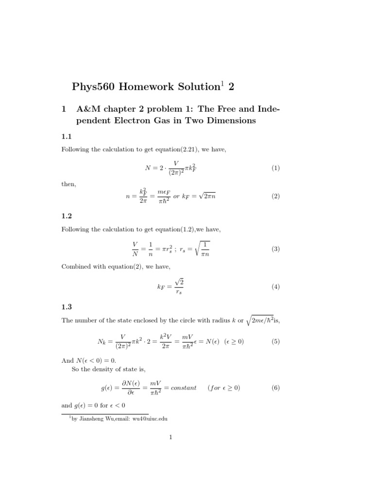 Phys560 Homework Solution Explained | PDF | Applied And ...