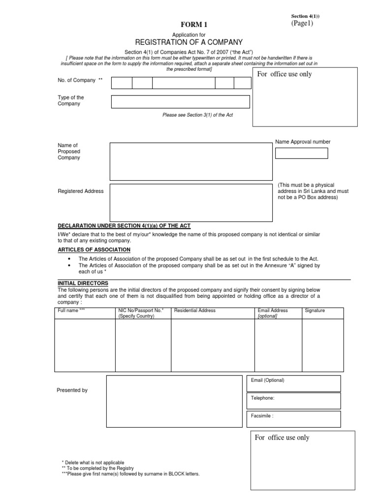 Form 1 | PDF | Legal Personality | Signature