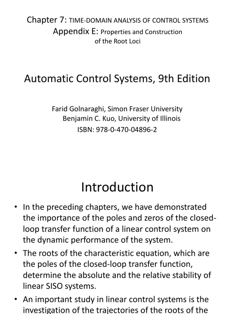 Chapter 7 - Automatic Control Systems | PDF | Mathematical Analysis ...