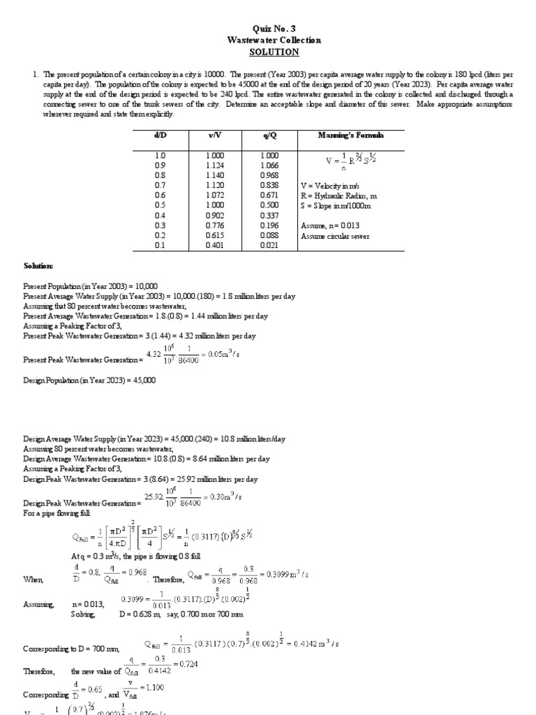 Design of Sewage Level PDF | Download Free PDF | Sanitary Sewer ...