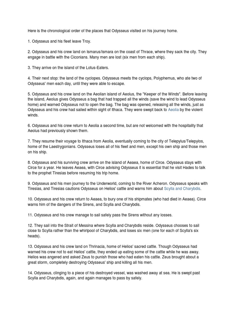 Odyssey Timeline | PDF | Odysseus | Ancient Greek Literature