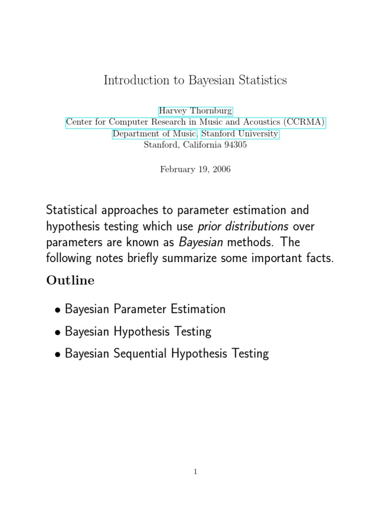An Introduction To Bayesian Statistics | PDF | Bayesian Inference ...