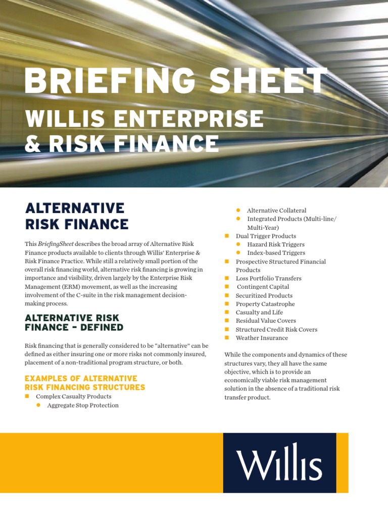 Briefing Sheet: Willis Enterprise & Risk Finance | PDF | Business