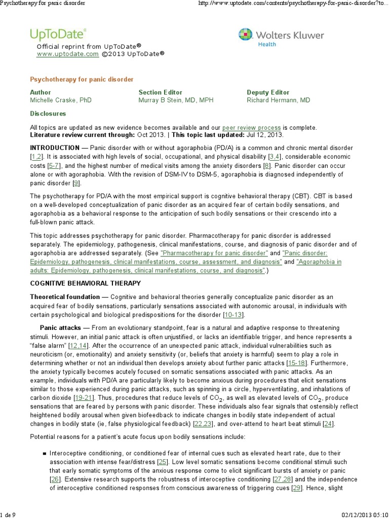 Psychotherapy For Panic Disorder PDF | PDF | Cognitive Behavioral ...