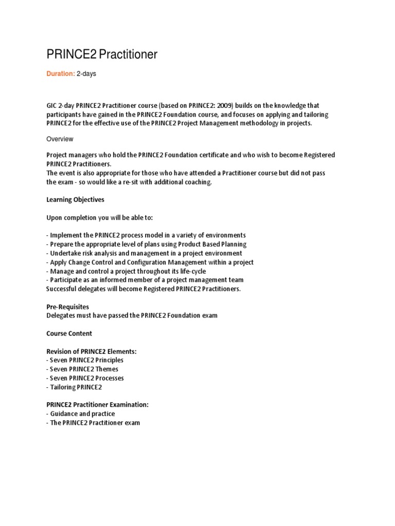 Prince2 Practitioner: Duration | PDF | Business | Computers