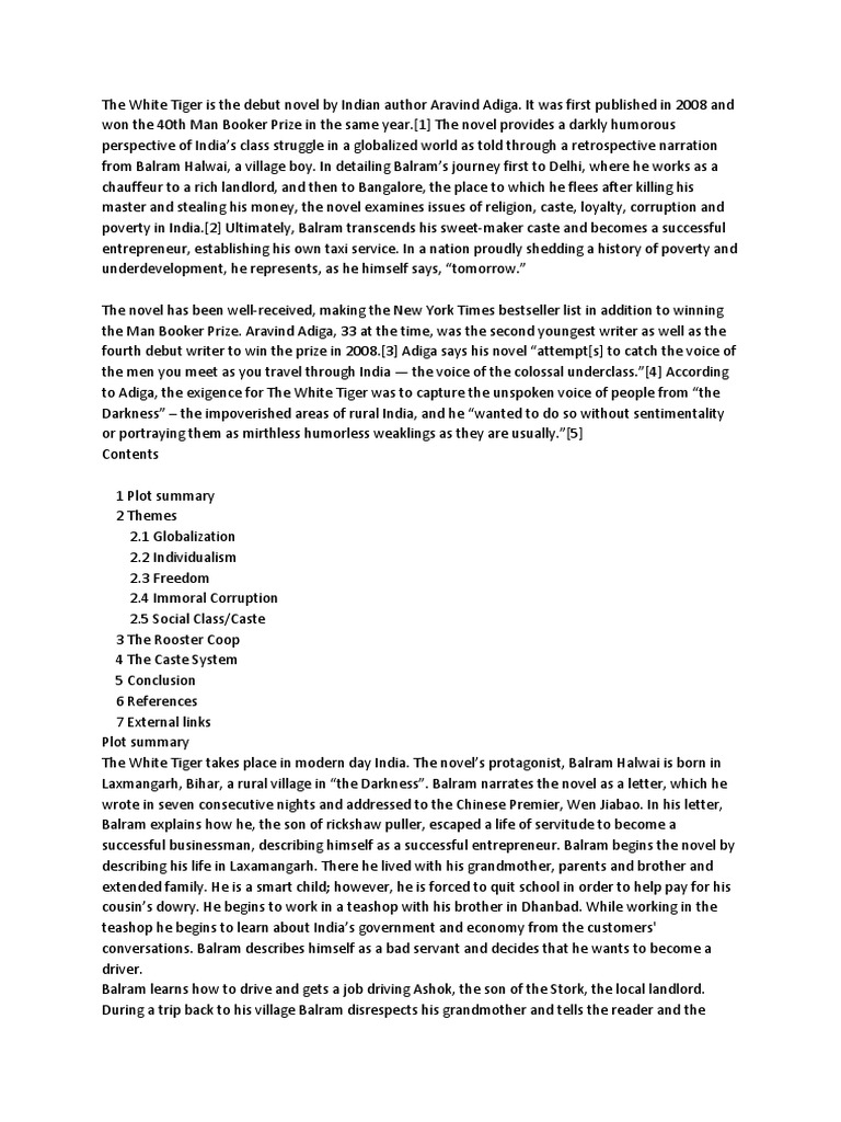 The White Tiger by Aravind Adiga | PDF | Books