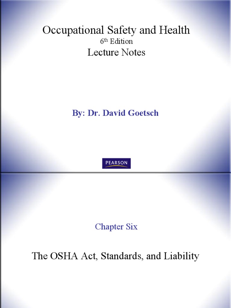 Chapter 6 Safety | PDF | Occupational Safety And Health Administration ...