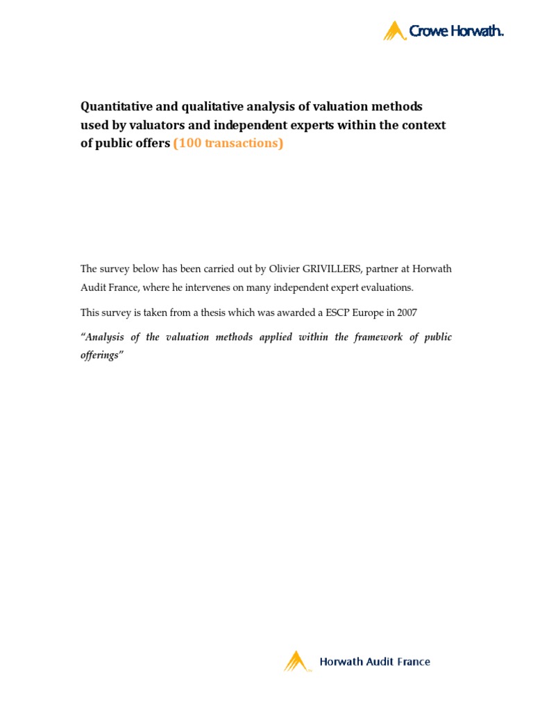 Quantitative and Qualitative Analysis Valuation Methods | PDF ...