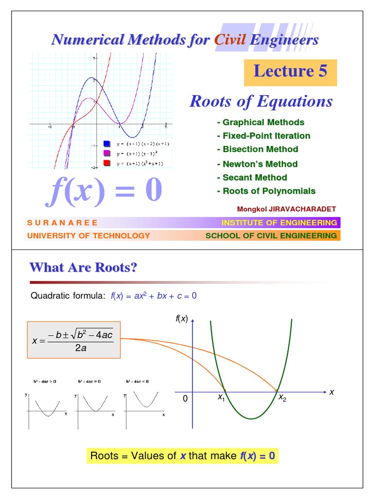 Numerical Methods For Solving Nonlinear Equations A Comparison Of Graphical Iterative And