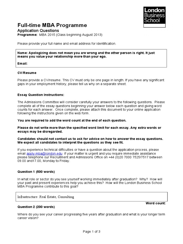 MBA Essay Template Guide | PDF | Economies | Business