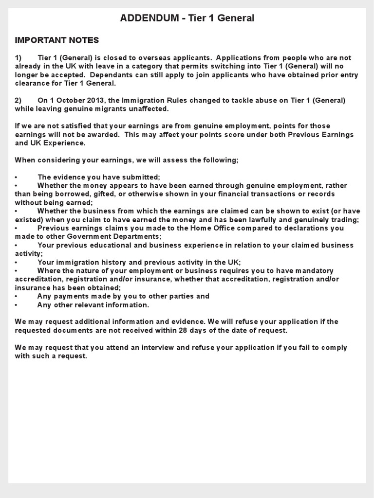ADDENDUM - Tier 1 General: Important Notes | PDF | Authentication ...