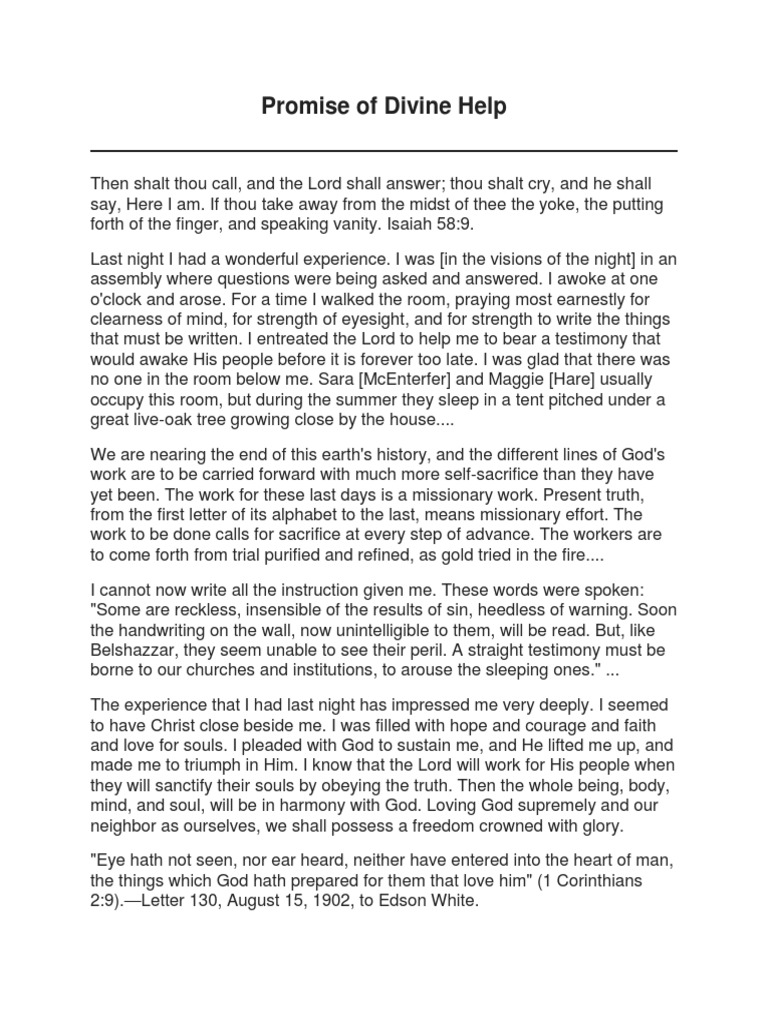 Promise of Divine Help | PDF | Soul | God