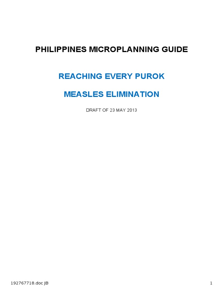Philippines Microplanning Guide: Reaching Every Purok Measles ...