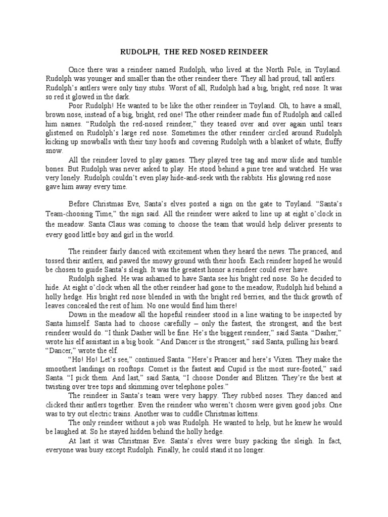 Rudolph the Red-Nosed Reindeer Story | PDF | Rudolph The Red Nosed ...