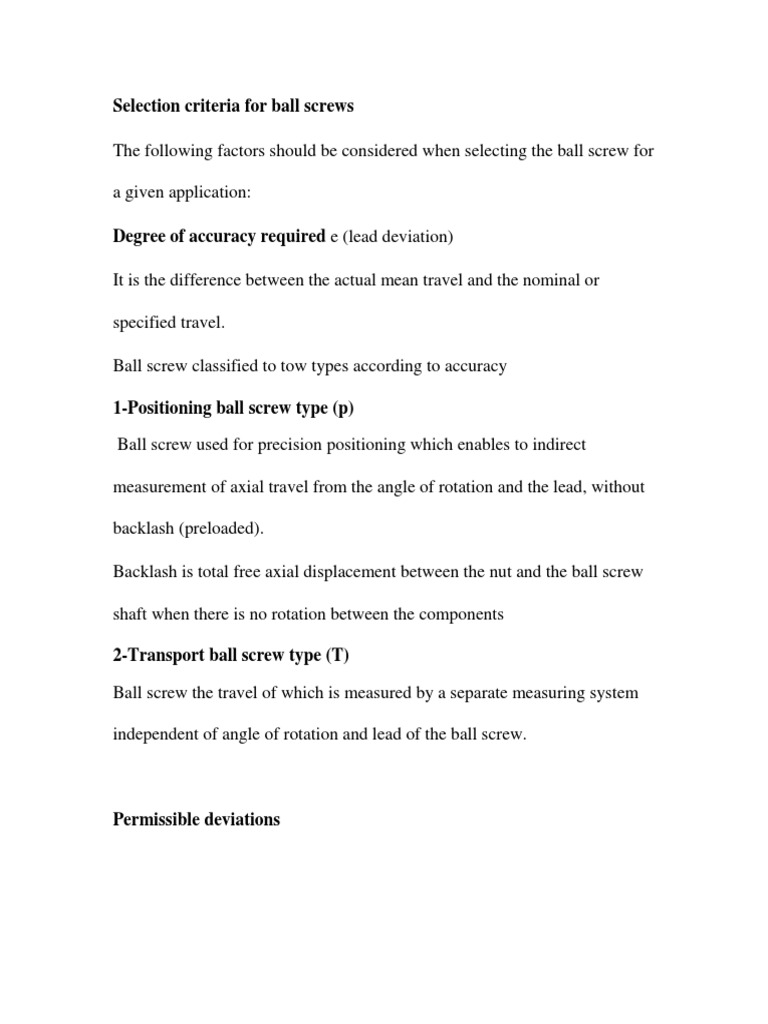 Ball Screw Selection and Calculation Guide | PDF | Engineering ...