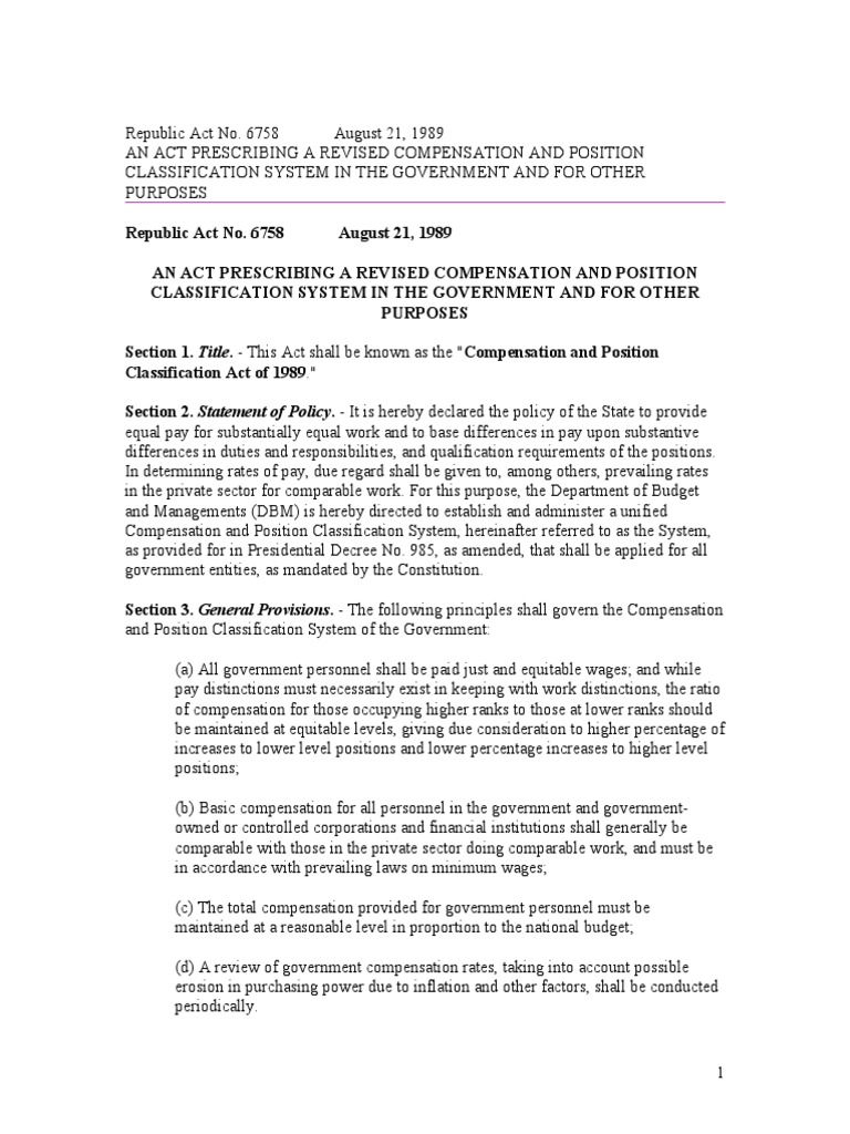 RA 6758-Compensation Act | PDF | Salary | Academic Degree