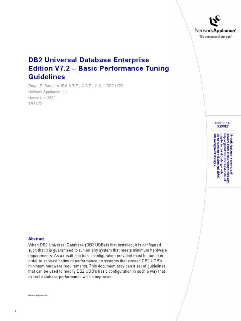 DB2 UDB Performance Tuning Guidelines | PDF | Ibm Db2 | Databases