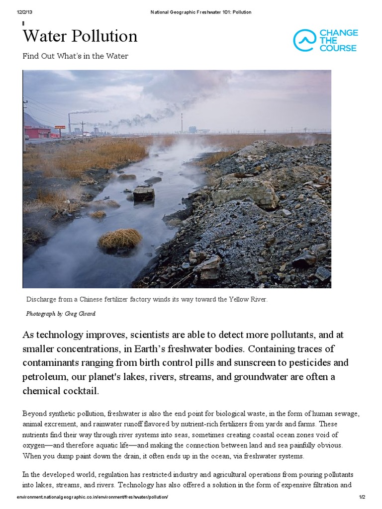 National Geographic Freshwater 101 - Pollution | PDF | Water Pollution ...